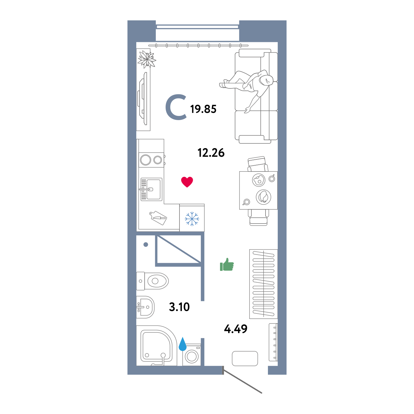 Купить Студию 19 85м² этаж №16 кв №370 в ЖК Юнион Дом ГП 1