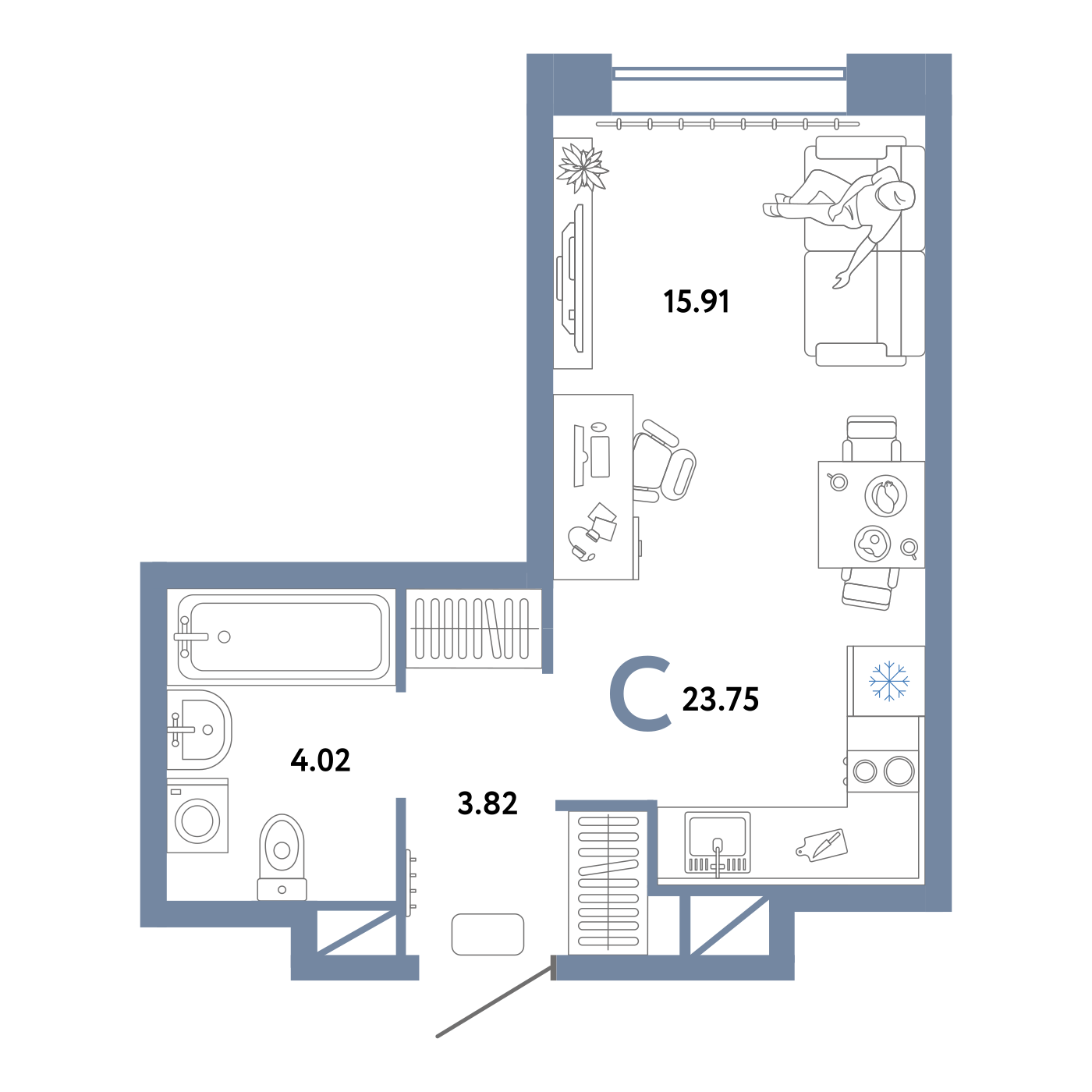 Купить Студию 23 75м² этаж №5 кв №115 в ЖК Юнион дом ГП 2 Форум в
